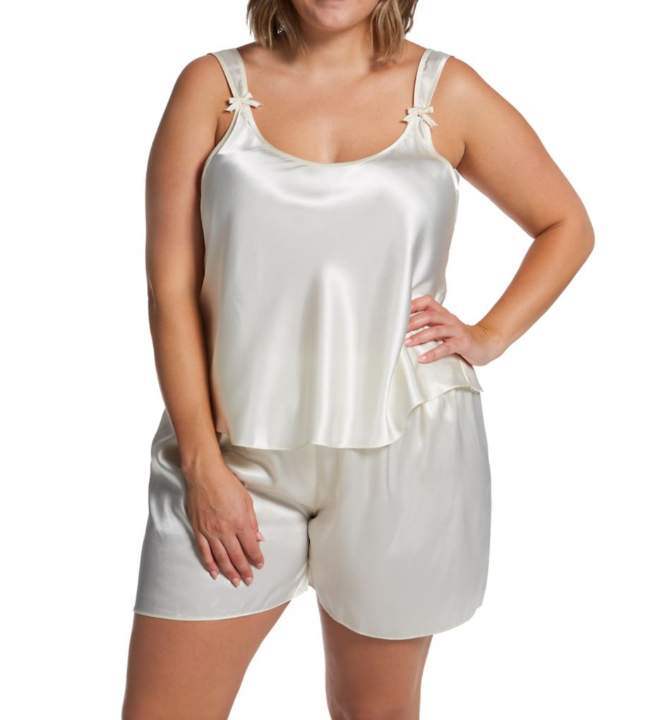 Plus Satin Camisole Short Set Ivory 2X