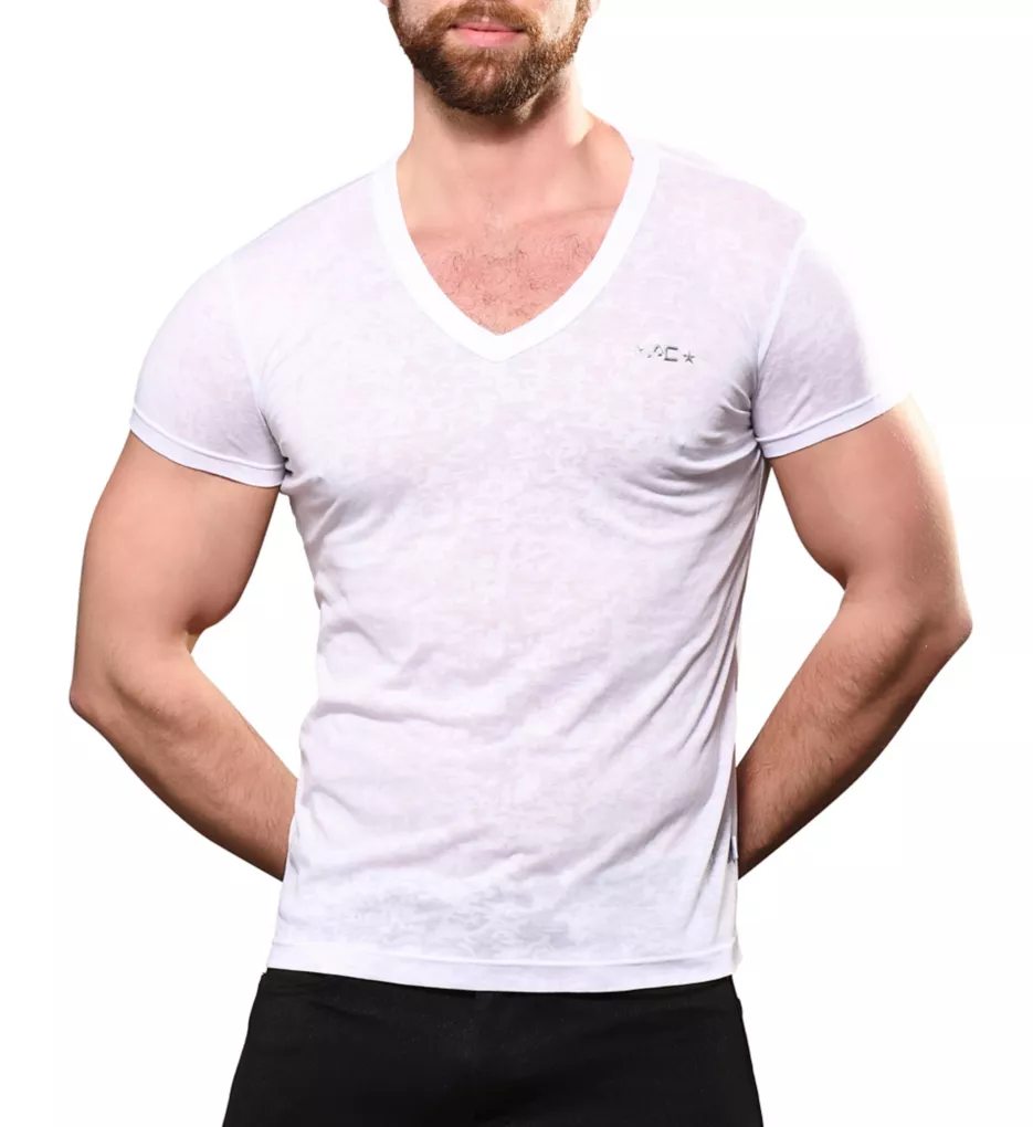 Summer Burnout Semi Sheer V-Neck Tee