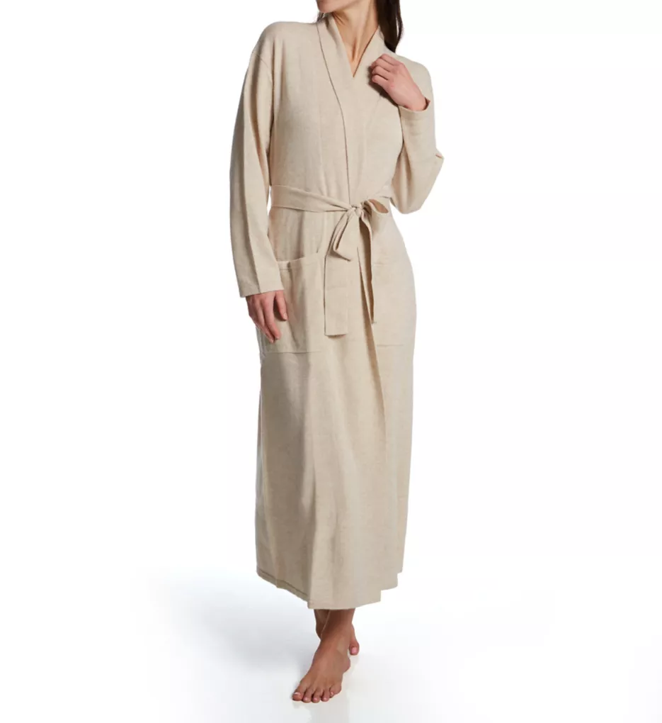 Cashmere Classic Long Robe With Shawl Collar Oatmeal M