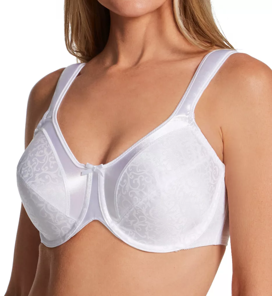 Satin Tracings Minimizer Underwire Bra White 40DDD
