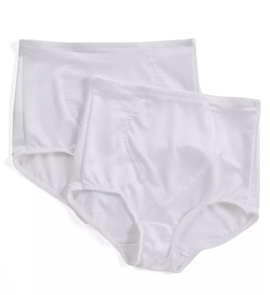 Jacquard Tummy Panel Shaping Brief Panty - 2 Pack White/White M