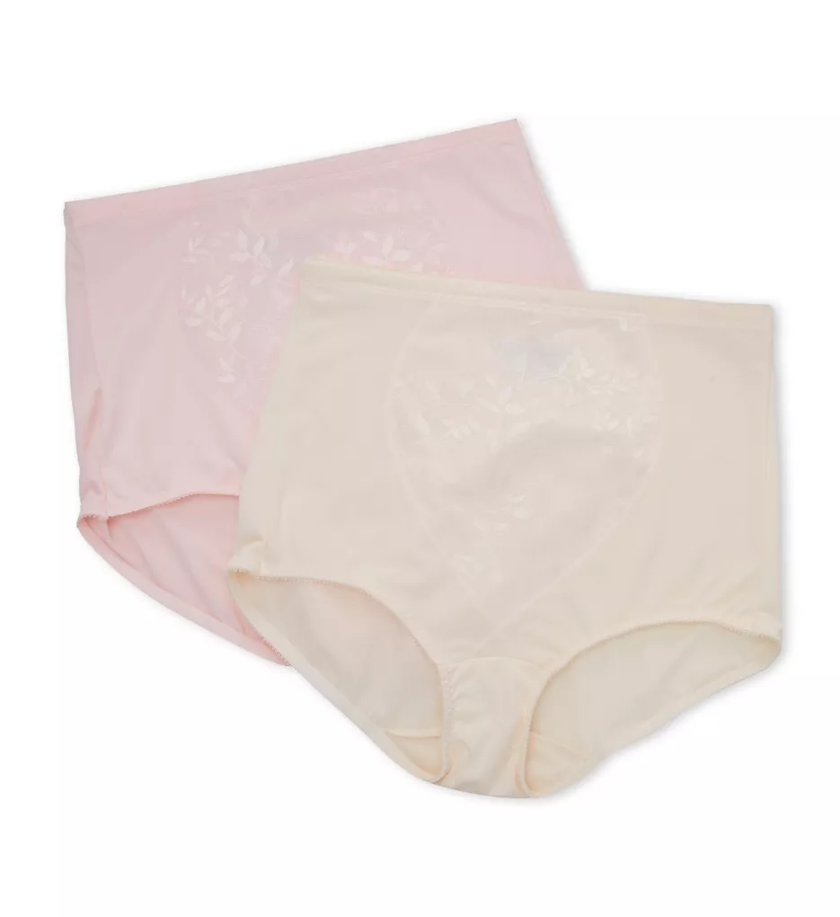 Jacquard Tummy Panel Shaping Brief Panty - 2 Pack Porcelain/BlushingPink XL