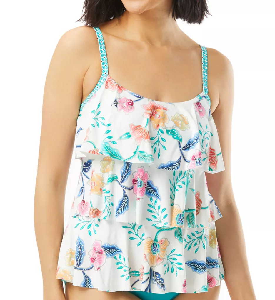 Floral Fantasy Kerry Mesh Layer Tankini Swim Top