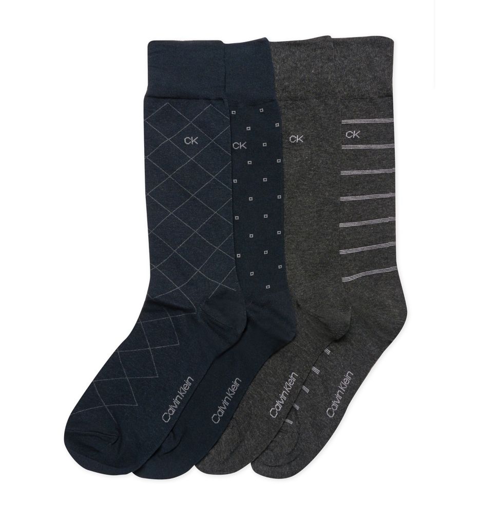 Dress Crew Sock - 4 Pack NVY O/S by Calvin Klein