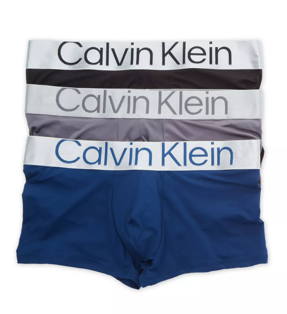 Steel Micro Low Rise Trunk - 3 Pack Black/Grey/Blue L by Calvin Klein
