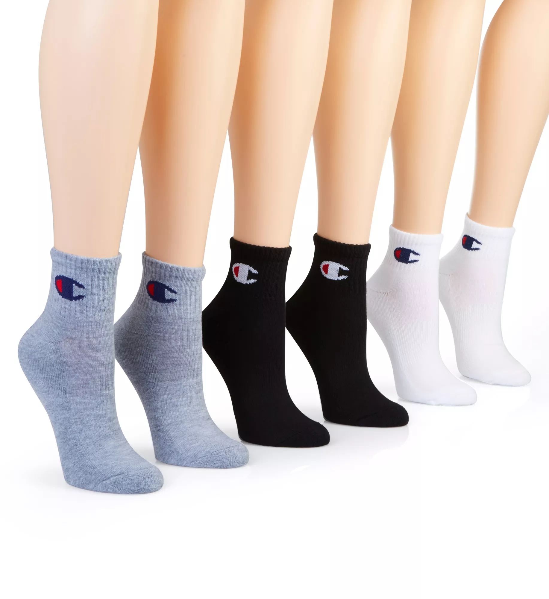 C Logo Ankle Socks - 6 Pair White/Grey/Black O/S
