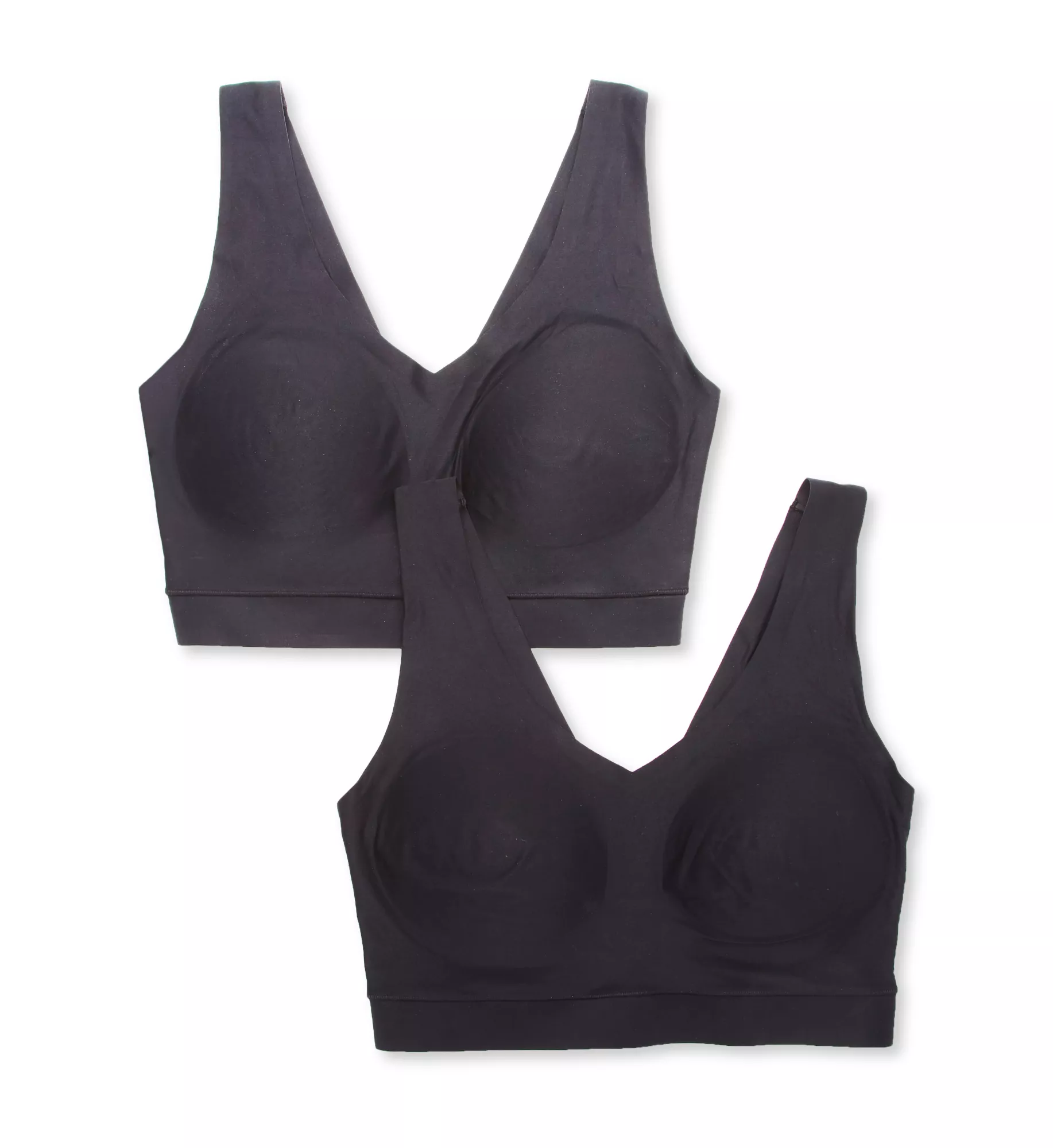 Soft Stretch Padded Bra Top - 2 Pack Black XS/S