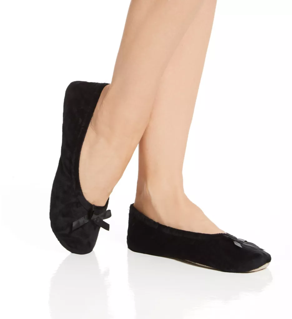 Layla Velour Ballerina Slipper Black S