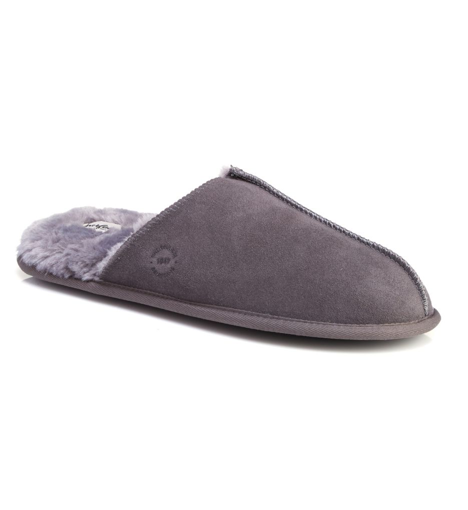 Genuine Suede Closed Toe Scuff Slipper GRY Shoe 9 by Dearfoams