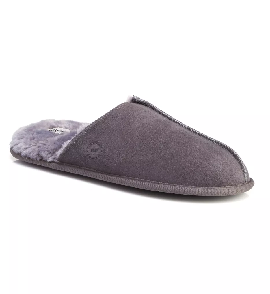 Genuine Suede Closed Toe Scuff Slipper GRY Shoe 9 by Dearfoams