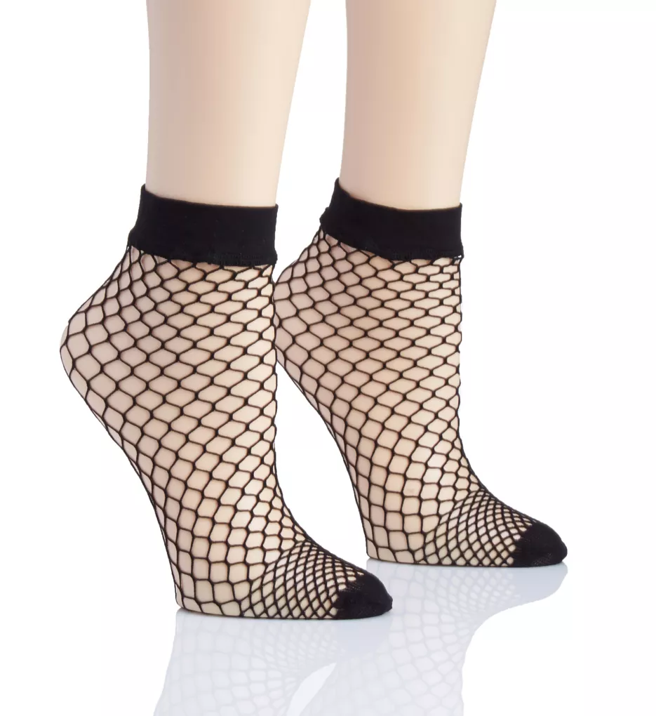 Large Fishnet Anklet - 2 Pack Black O/S