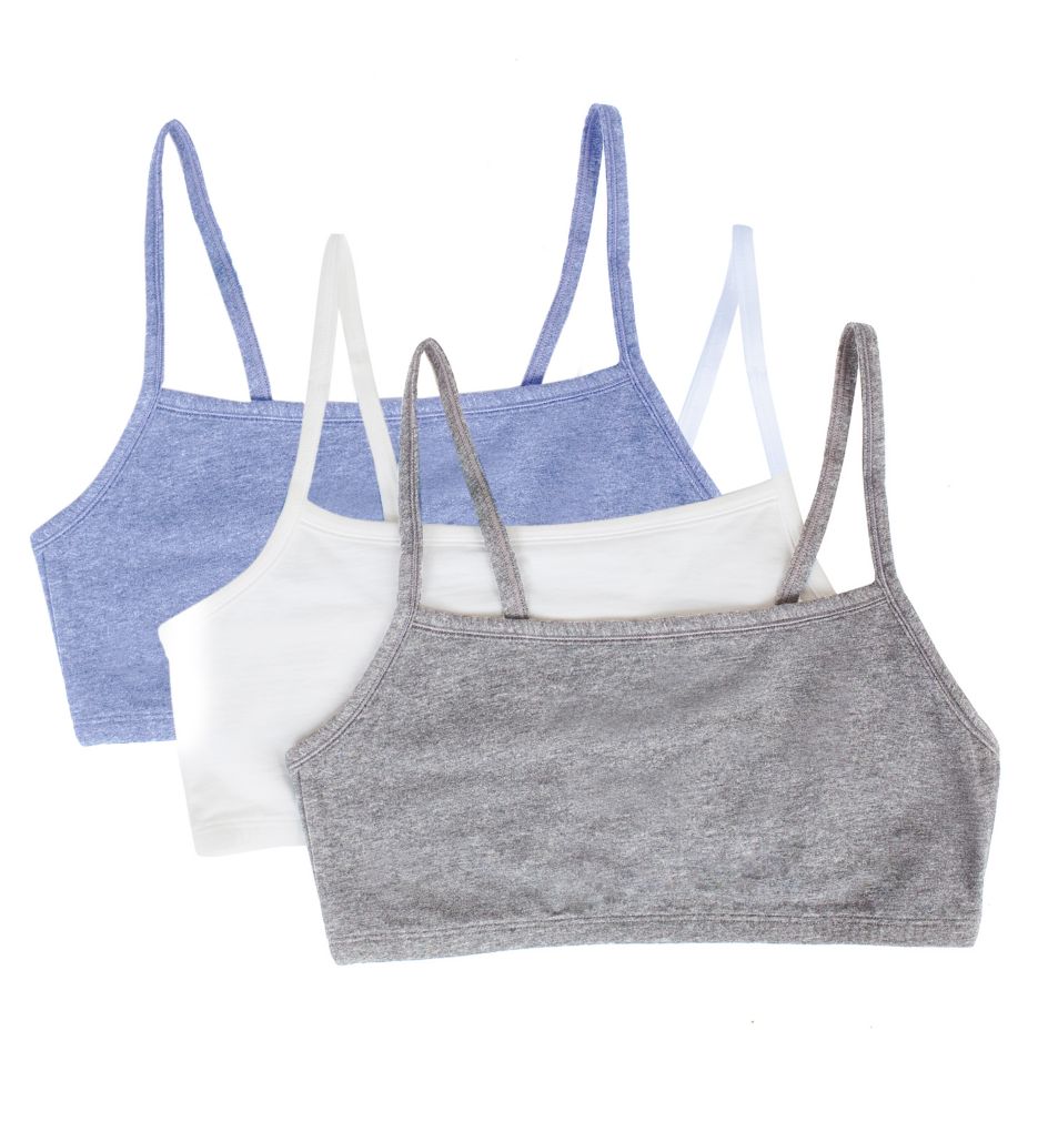 Spaghetti Strap Short Bra - 3 Pack Grey/White/Blue 38
