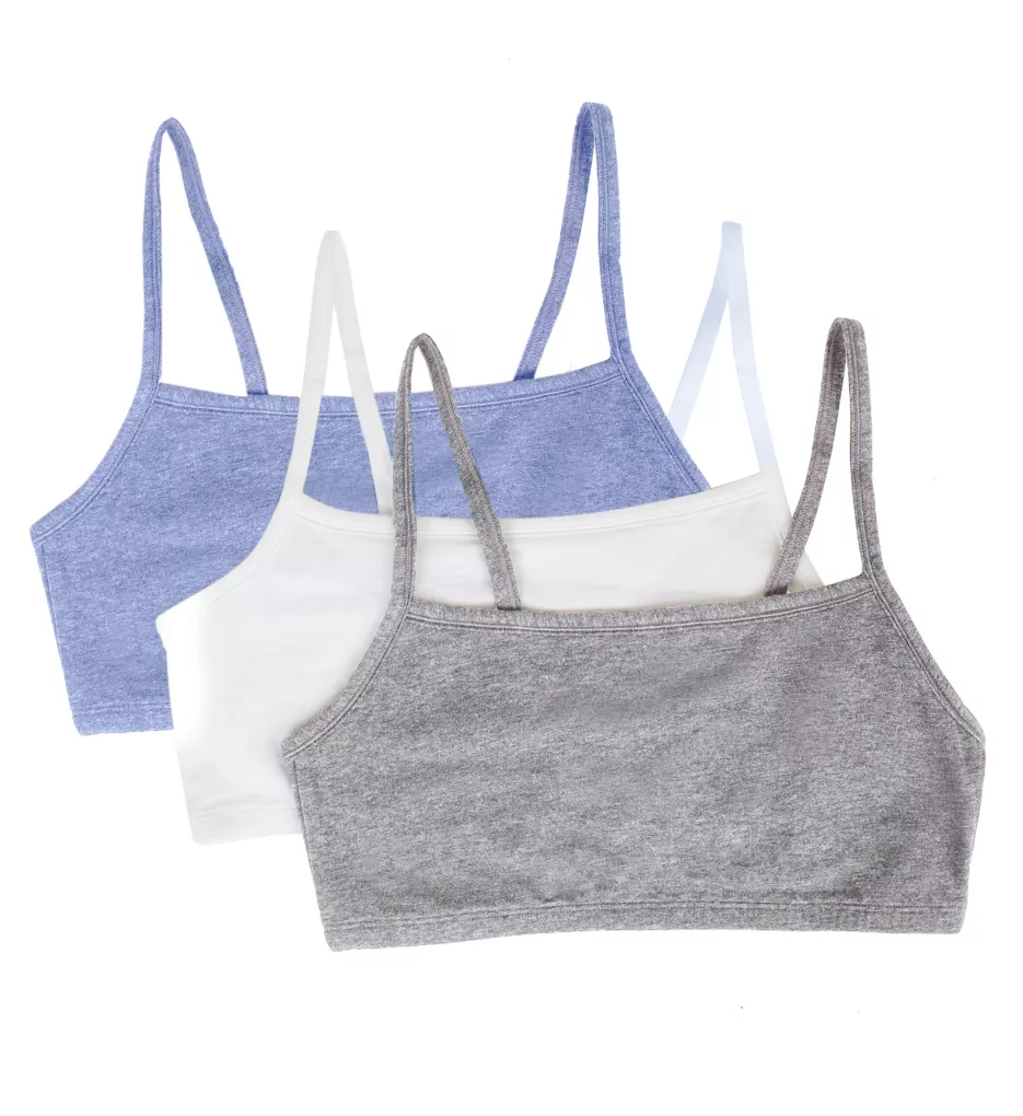 Spaghetti Strap Short Bra - 3 Pack Grey/White/Blue 38