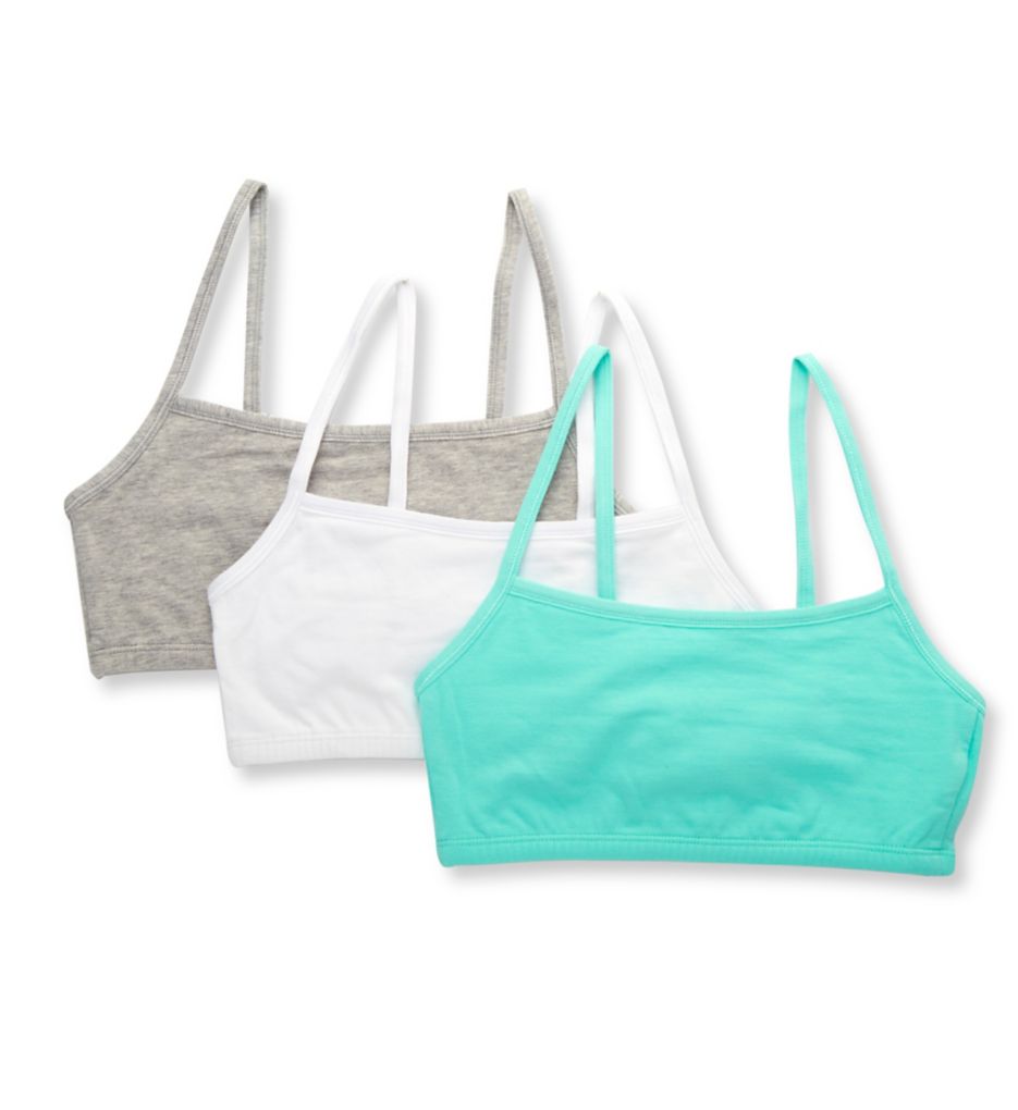 Spaghetti Strap Short Bra - 3 Pack Mint/White/Grey 38