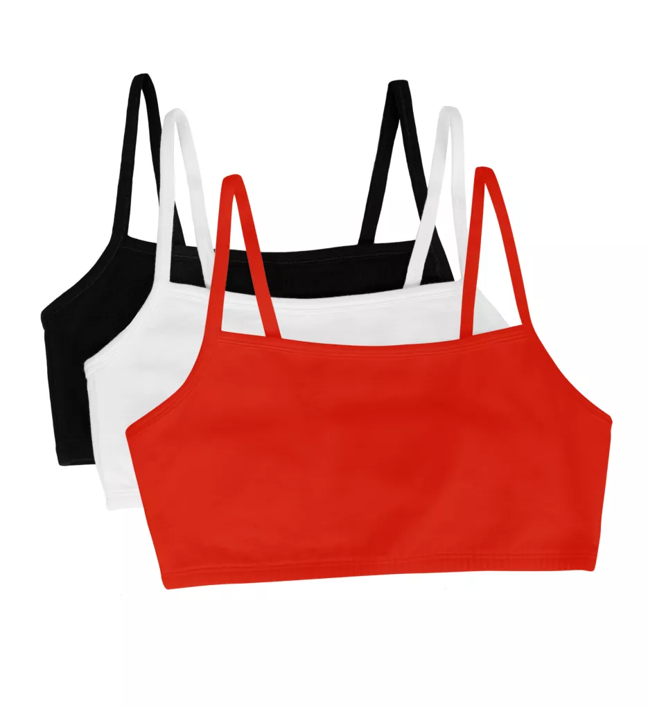 Spaghetti Strap Short Bra - 3 Pack Red/White/Black 40