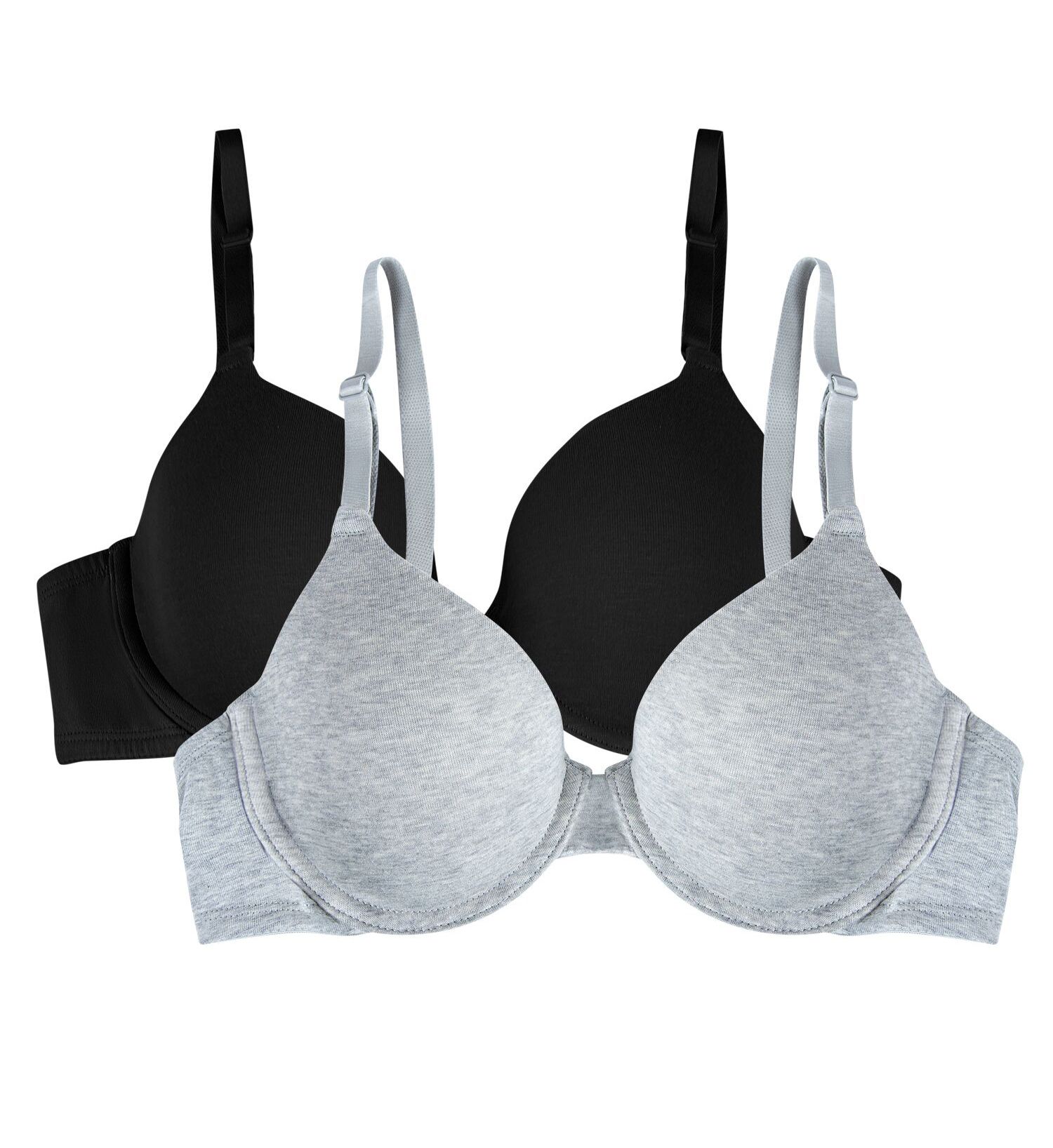Lightly Lined T-Shirt Bra - 2 Pack Black hue/Heather grey 38C
