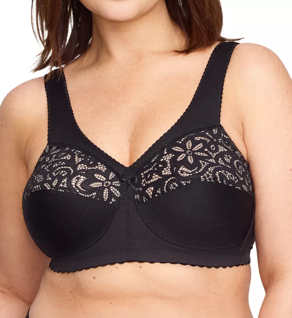 Magic Lift Cotton Full Figure Wireless Support Bra Black 40dd