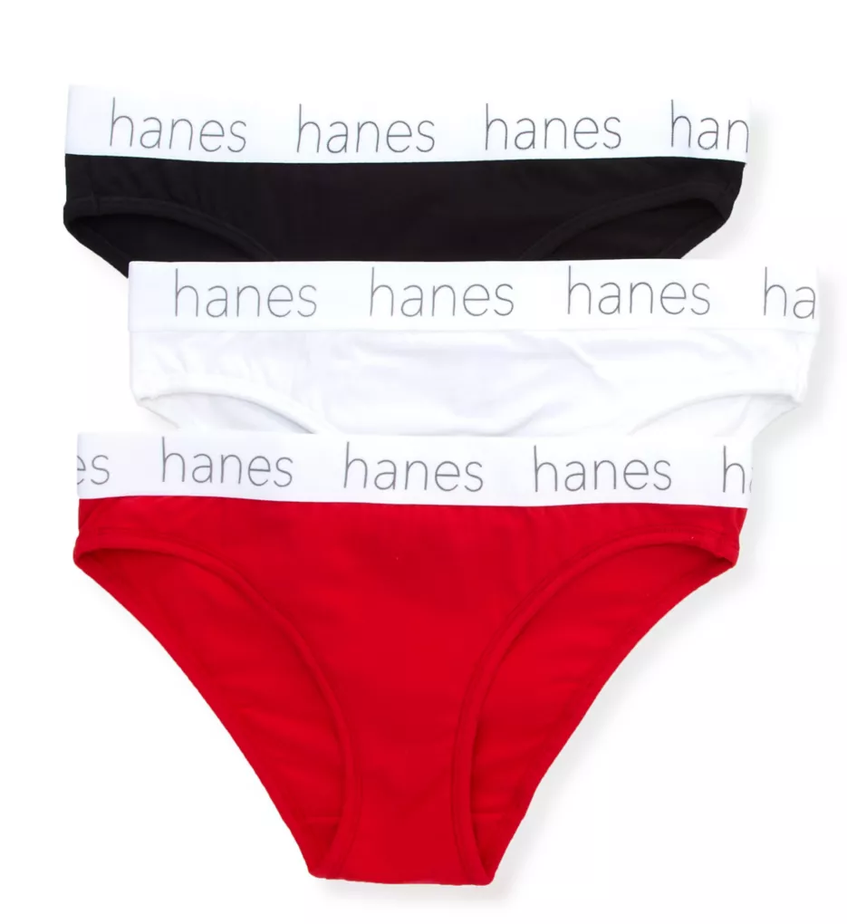 Cotton Blend Bikini Panty - 3 Pack Black/White/Shelton L