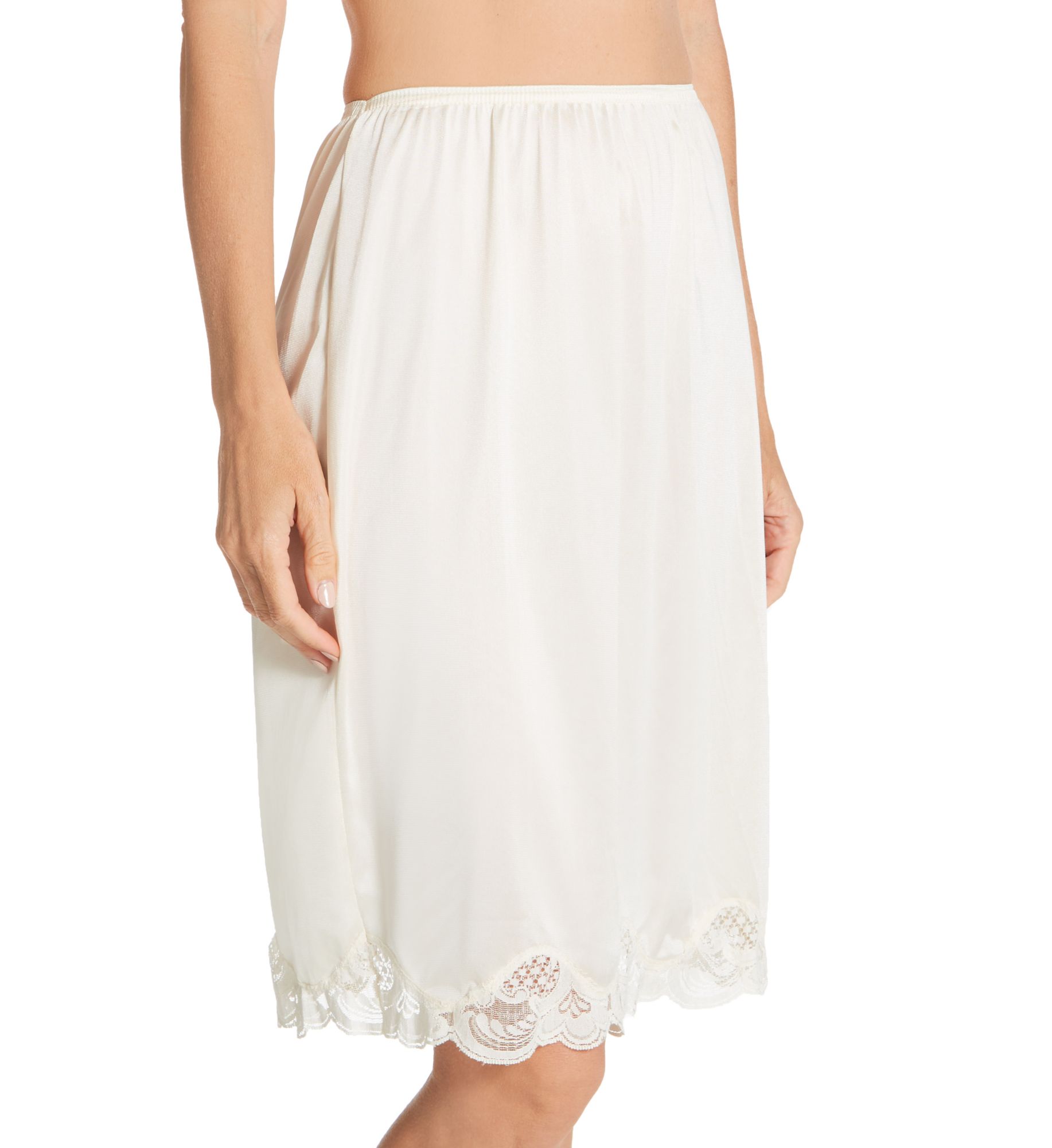 24 Inch Lace Half Slip with Back Slit Beige 38
