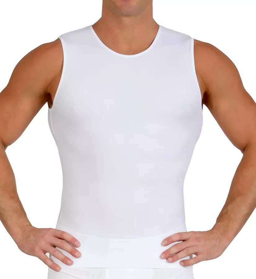 Compression Crew-Neck Tank White XL by Insta Slim
