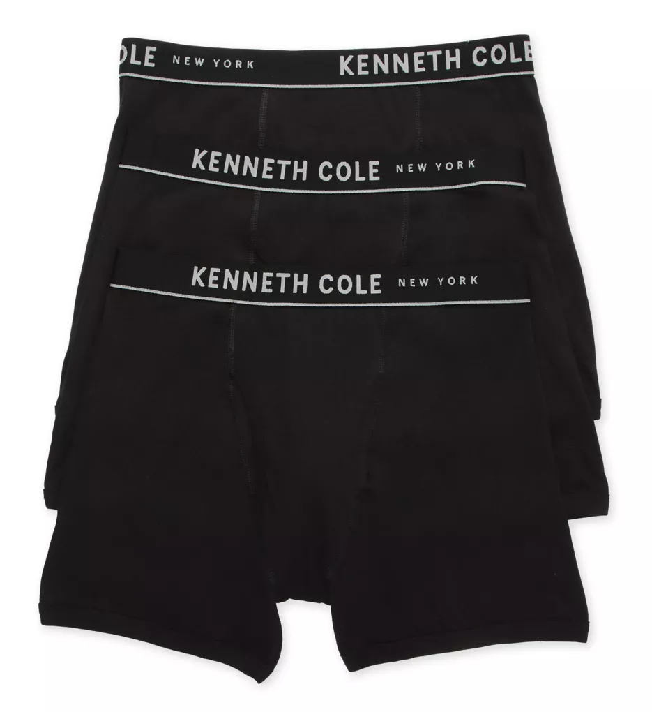 100% Cotton Classic Fit Boxer Brief - 3 Pack Black M by Kenneth Cole