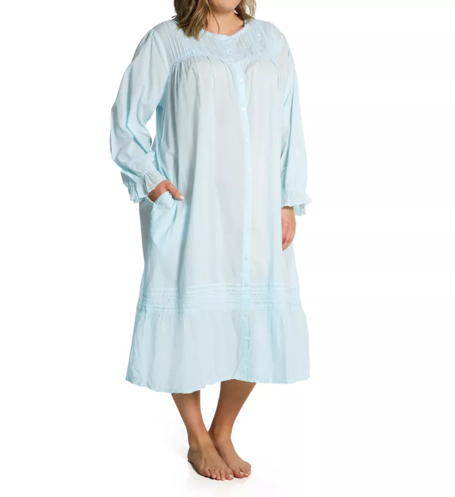 Plus 100% Cotton Woven Crochet Long Sleeve Robe
