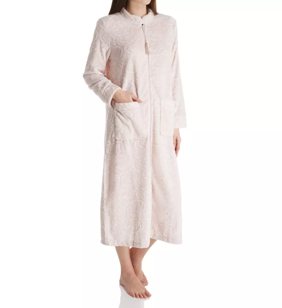 Embossed Rose Ballet Zip Robe Pink L