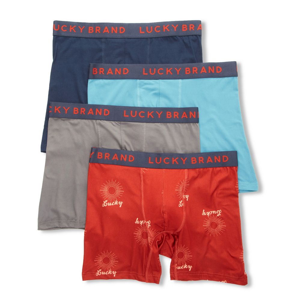 Essential Soft Boxer Briefs - 4 Pack Indigo/Pearl/Blue/Red M