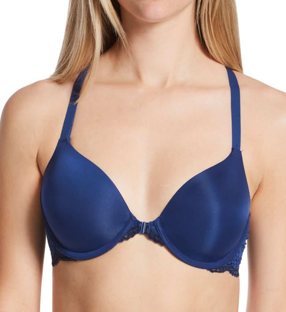 One Fab Fit Extra Coverage Lace T-Back Bra Navy Eclipse Black 34D