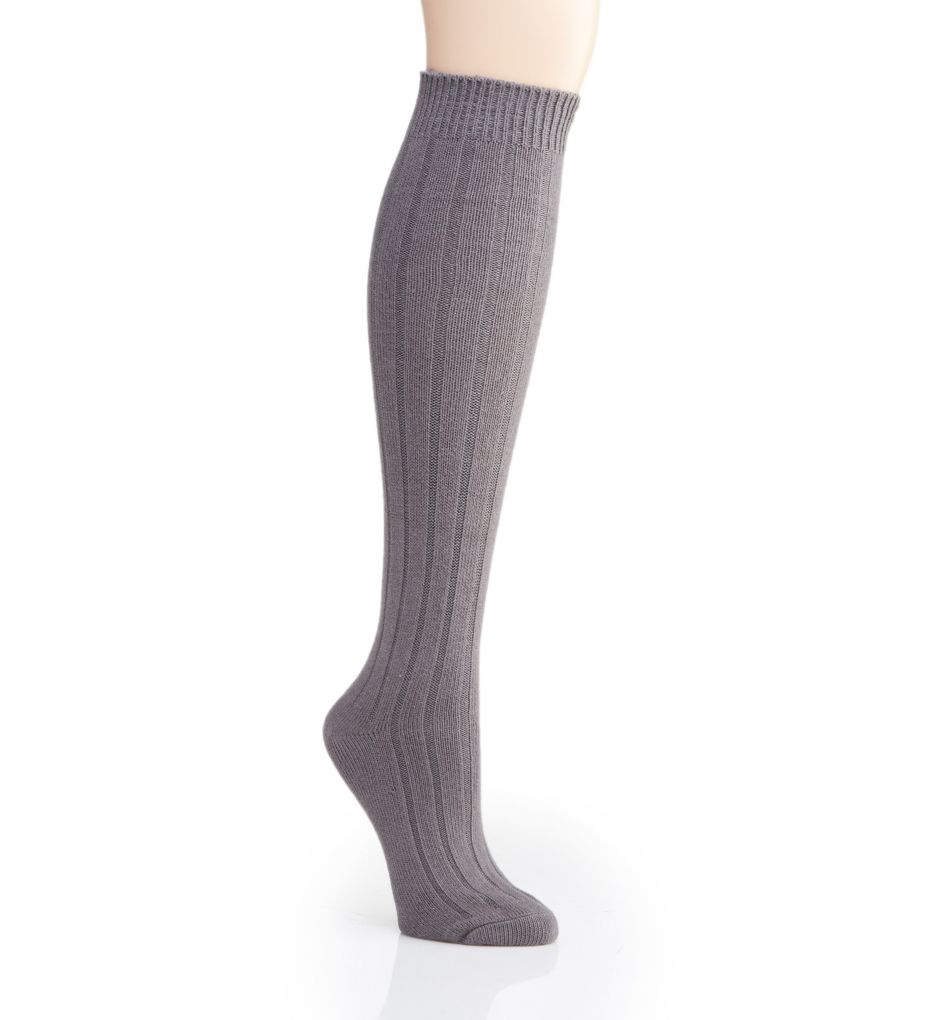 Ribbed Knit Knee High Socks Pavement O/S