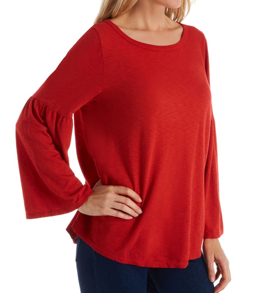 Supima Cotton Slub Misty Boatneck Peasant Top