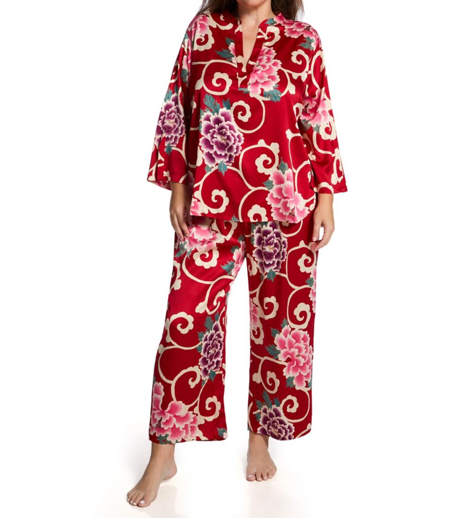 N by Natori Plus Size Saz-Satin PJ Set SC6047X - N by Natori Sleepwear