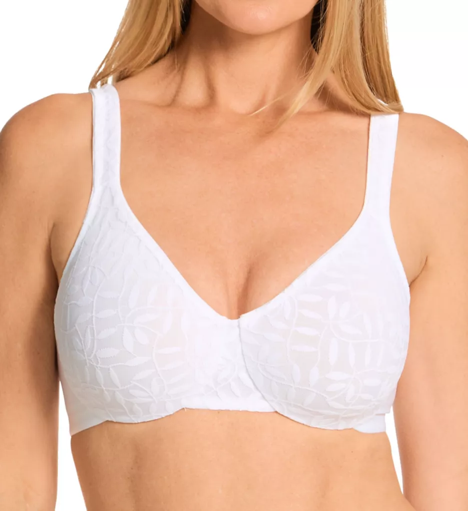 Lace Sheer Leaves Underwire Minimizer Bra White 40D