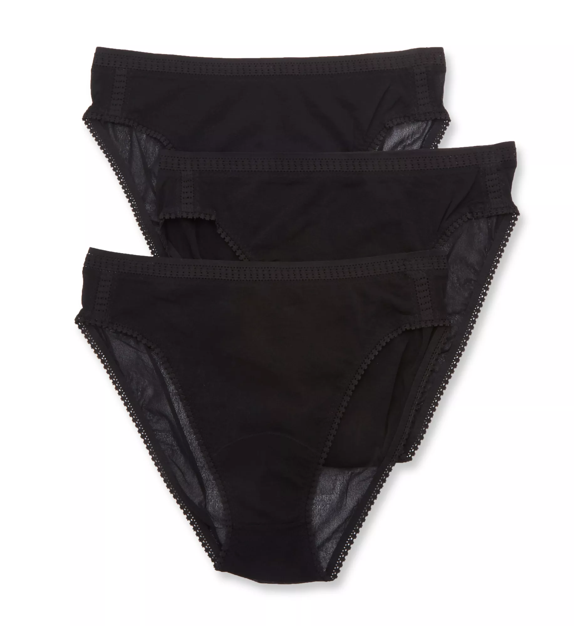 Mesh Hi Cut Brief Panties 3 Pack Black M