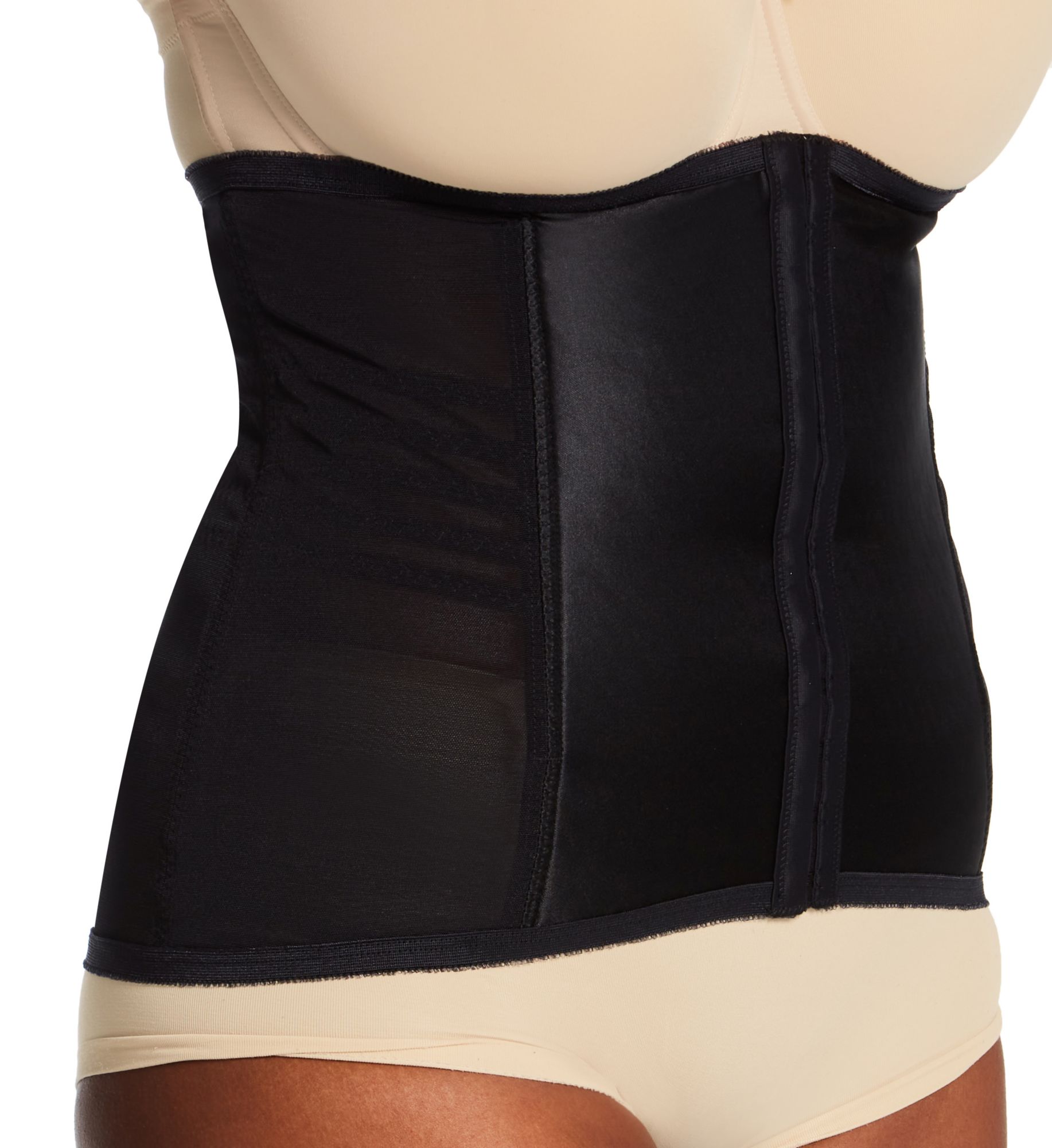 Plus Shapette Satin Panel Waist Cincher Black 7X