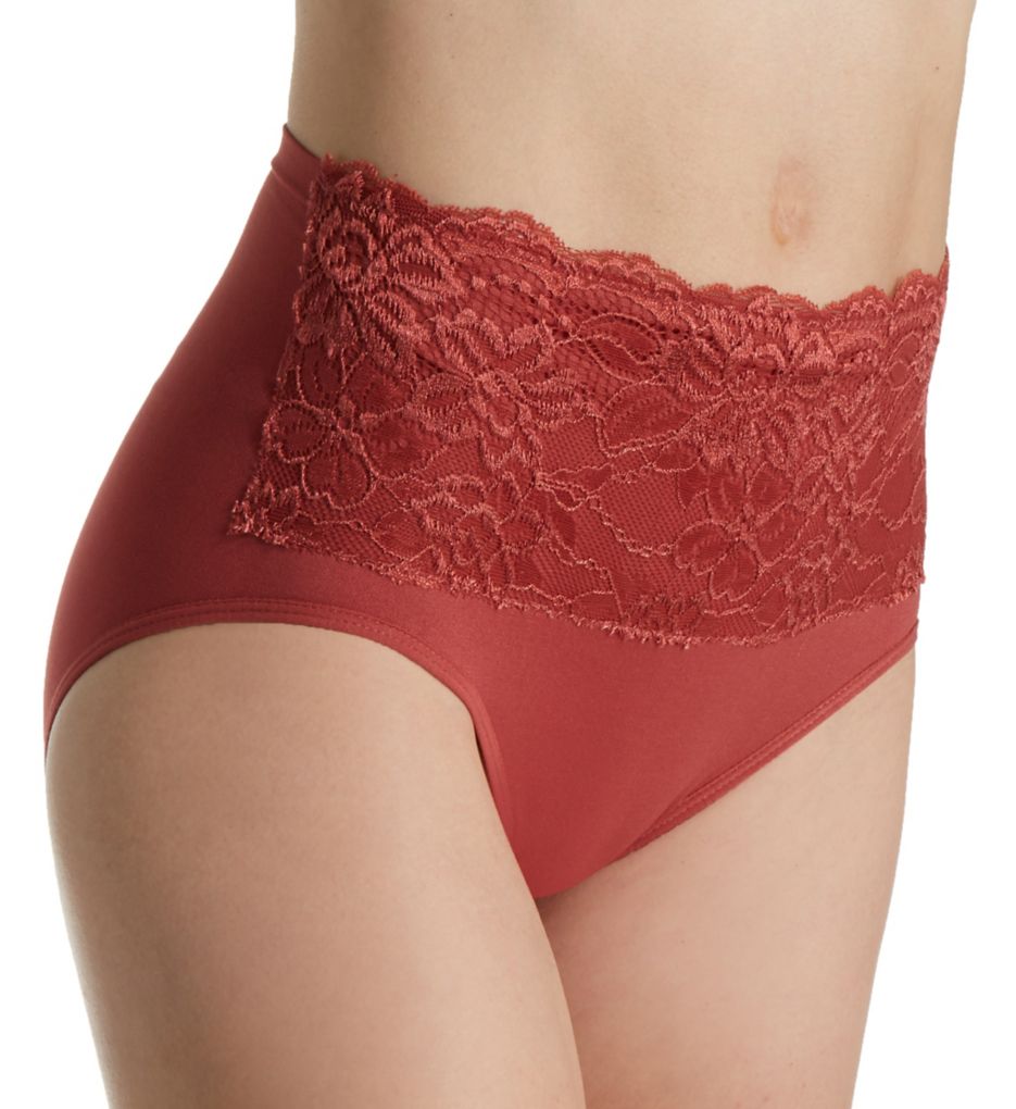 Womens Clothing Rhonda Shear Red Lace Overlay Seamless Ahh Brief