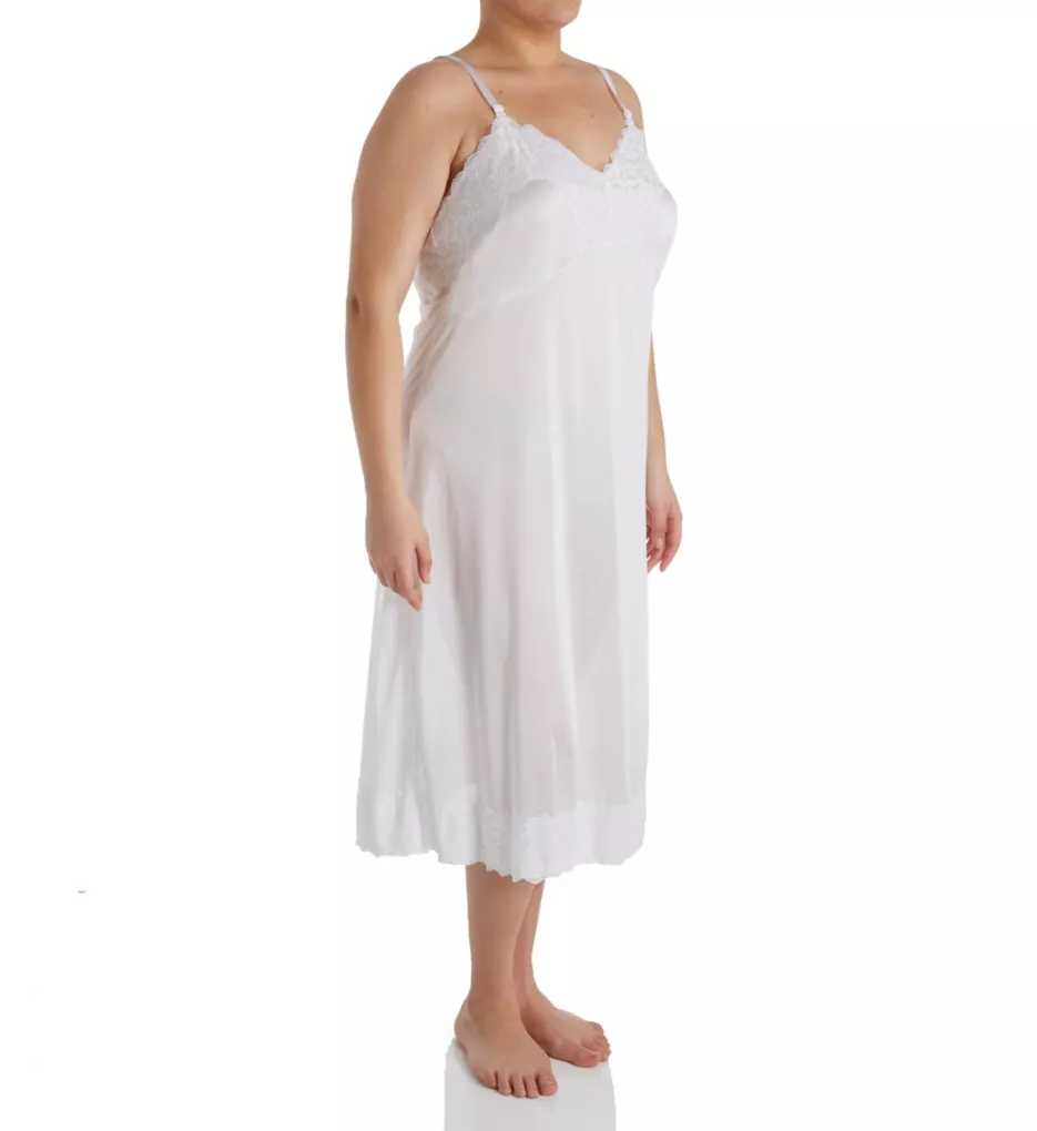 Plus Size Full Slip with Wide Lace White 48