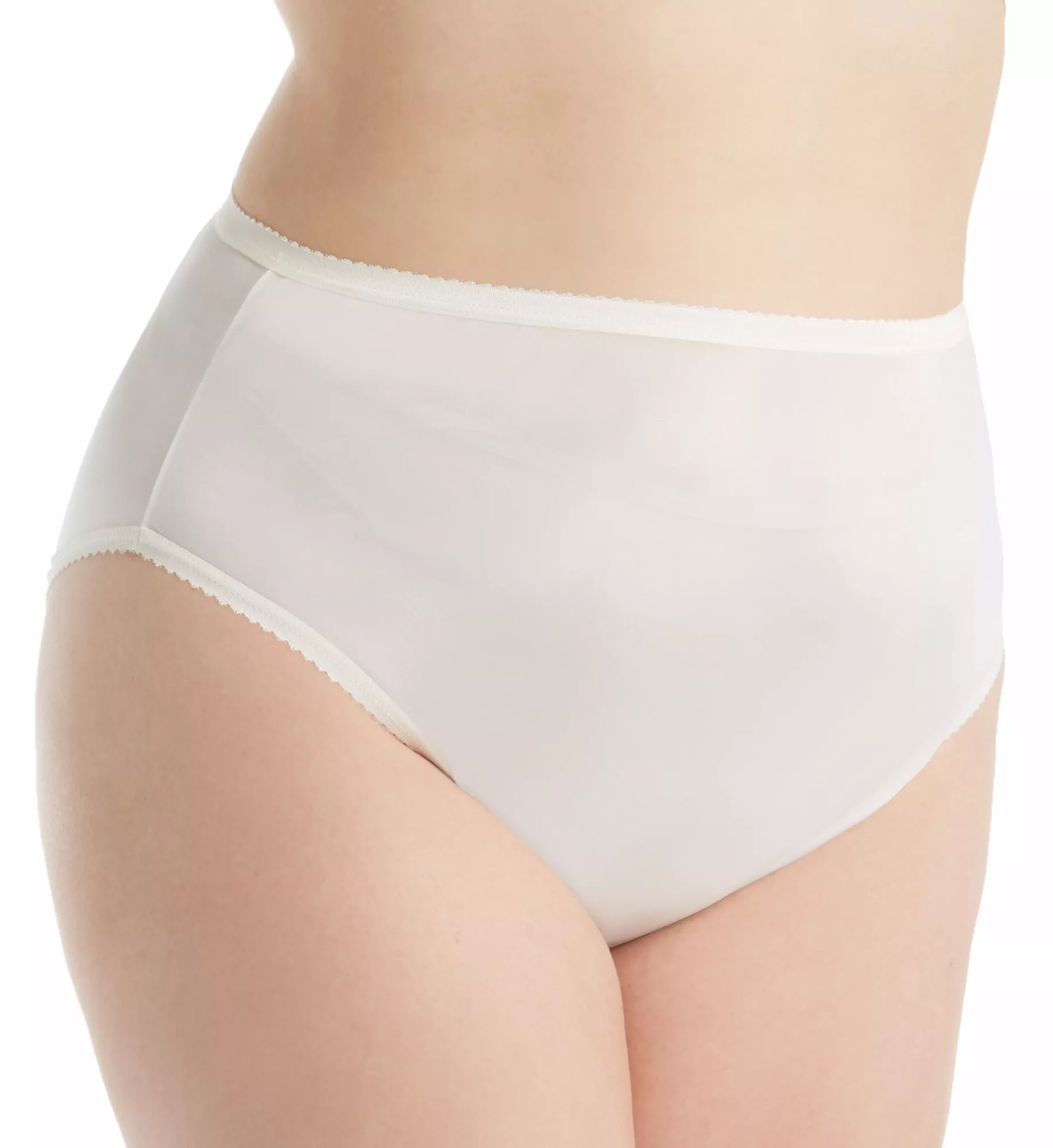 Plus Size Nylon Hi Leg Brief Panty Ivory 8