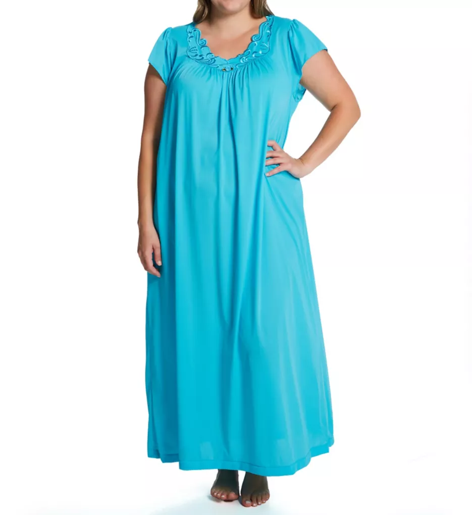 Rosebud Nylon Tricot Short Sleeve 53 Inch Gown