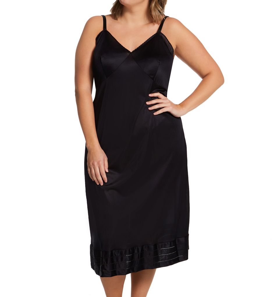 Plus Size Adjustable Length Full Slip Black 54