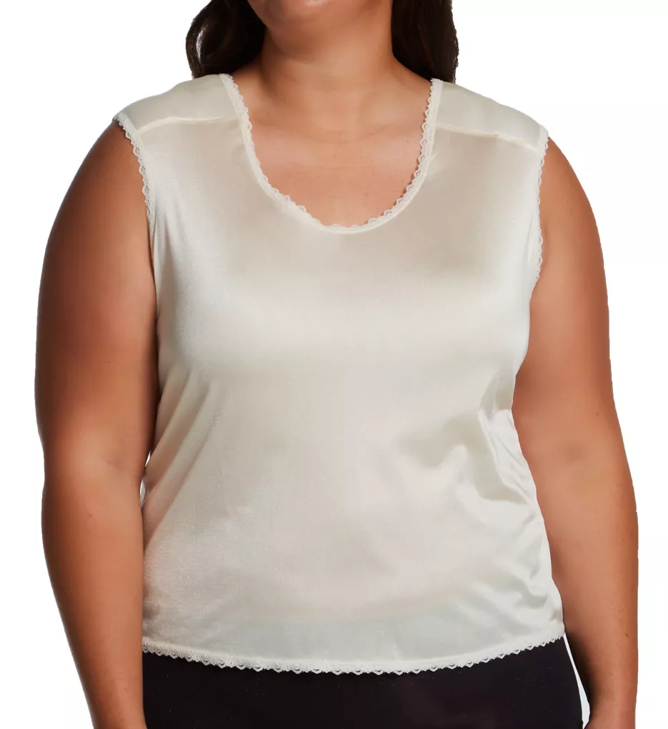 Plus Nylon Padded Shoulder Camisole Beige 1X