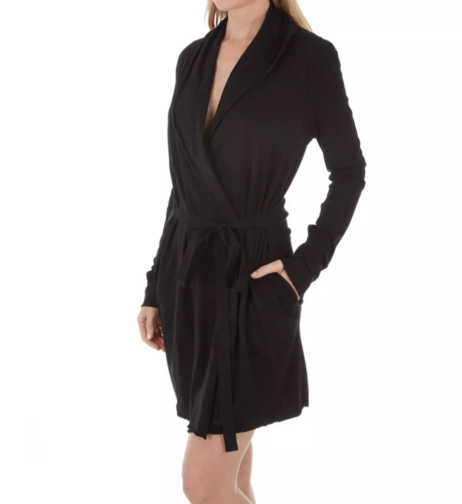 Double Layer Wrap Robe Black L