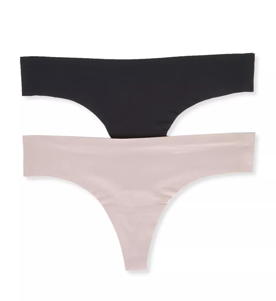 No Show Thong - 2 Pack Bark/Black Hue XL